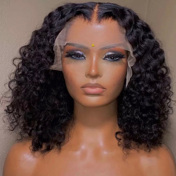 Hair | 10 Human Bob Wet Wave Curl Frontal Wig | Poshmark